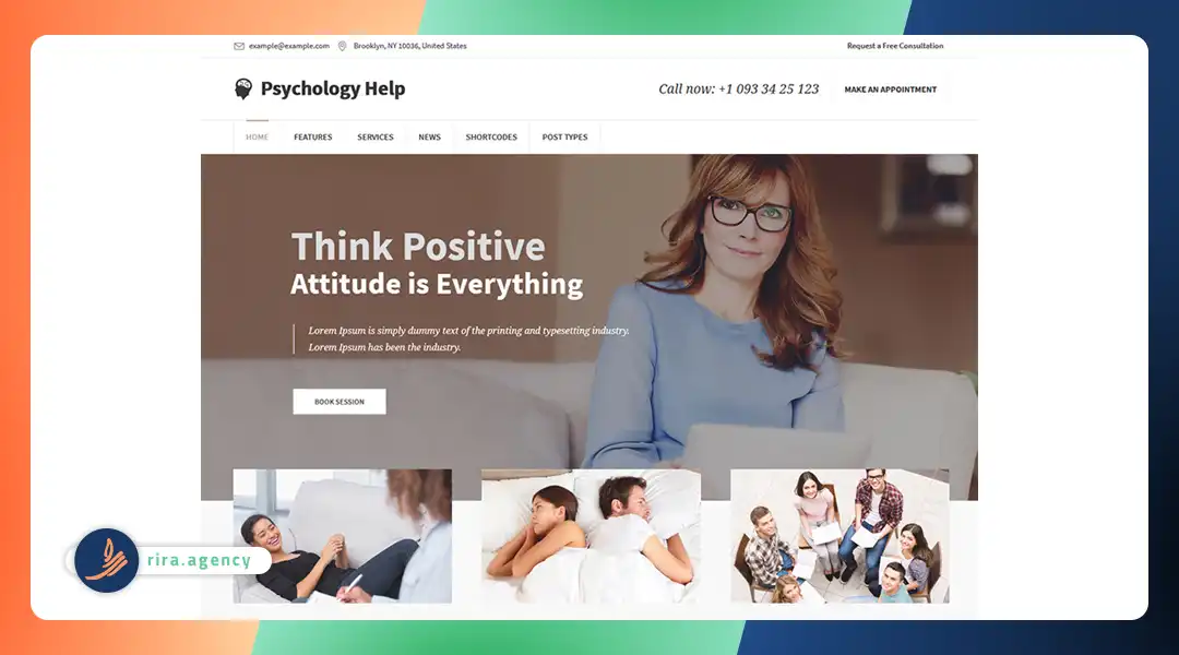 طراحی سایت روانشناسی حرفه‌ ای + خدمات مشاوره آنلاین - ریرا